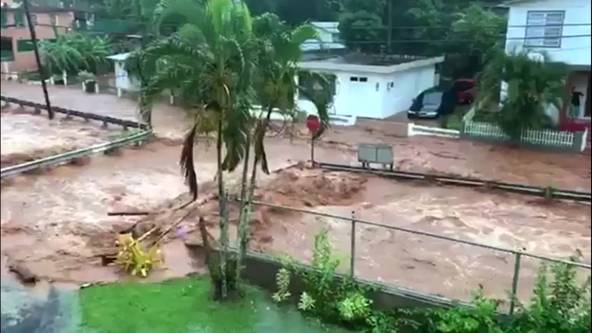 Dramatic flooding spills into road in Puerto Rico | myfoxzone.com