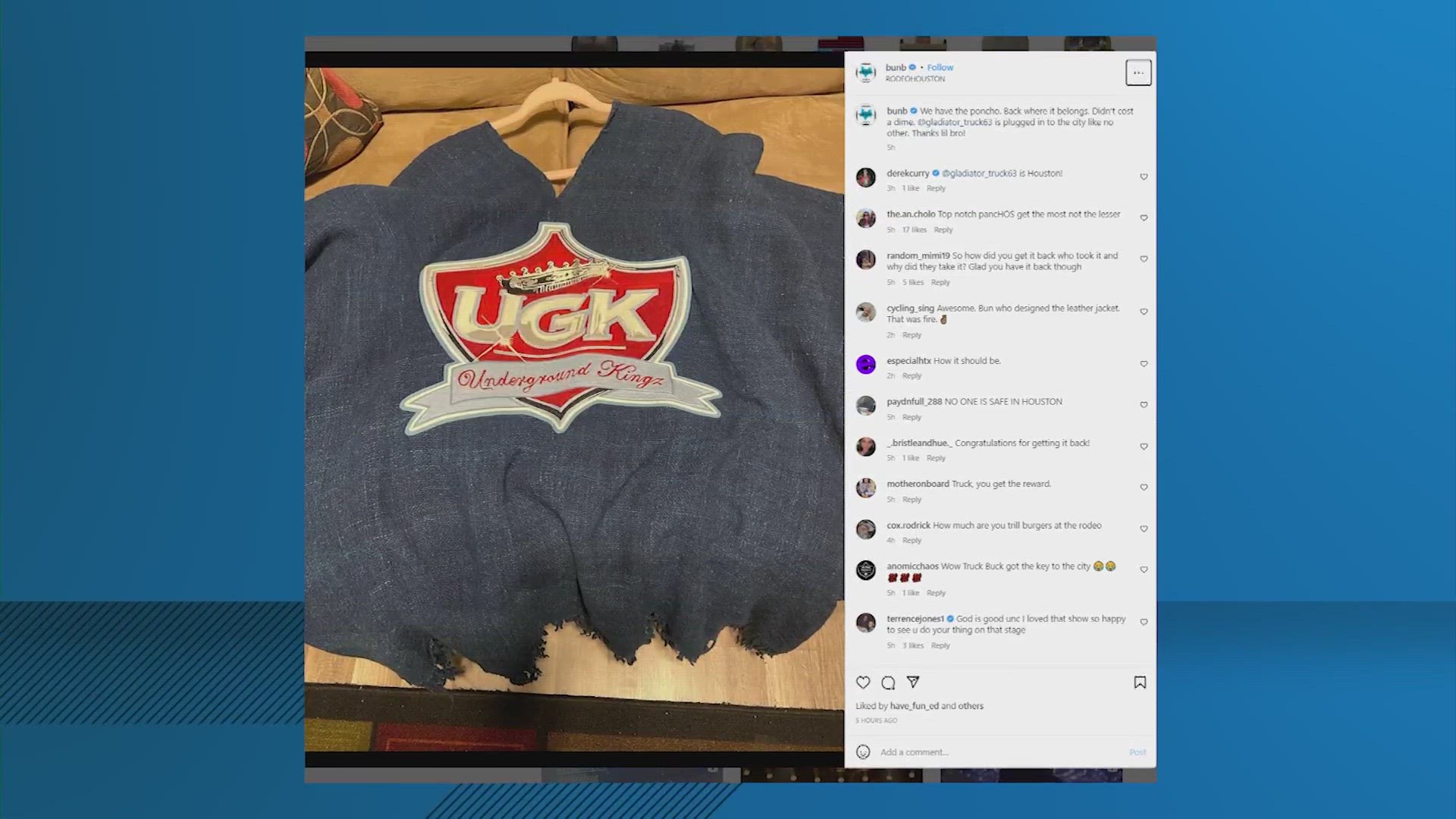 Bun B says missing poncho has been returned | Houston, Texas news ...