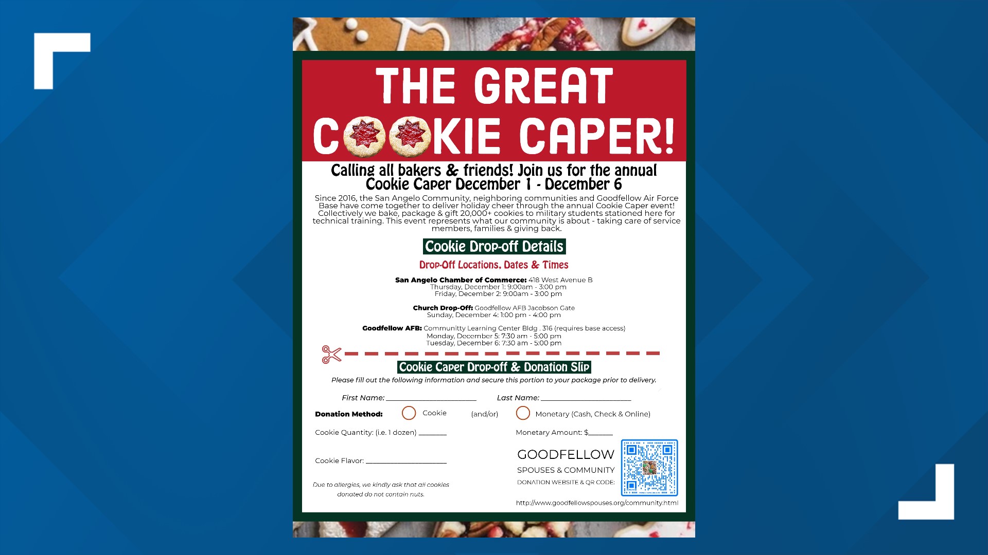 'The Great Cookie Caper' begins Dec. 1 at Goodfellow Air Force Base ...