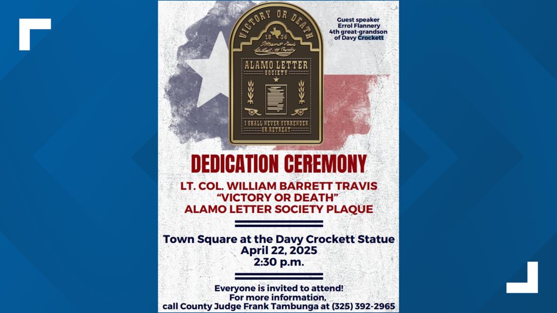 Alamo Letter Society plaque to be unveiled in Crockett County ...