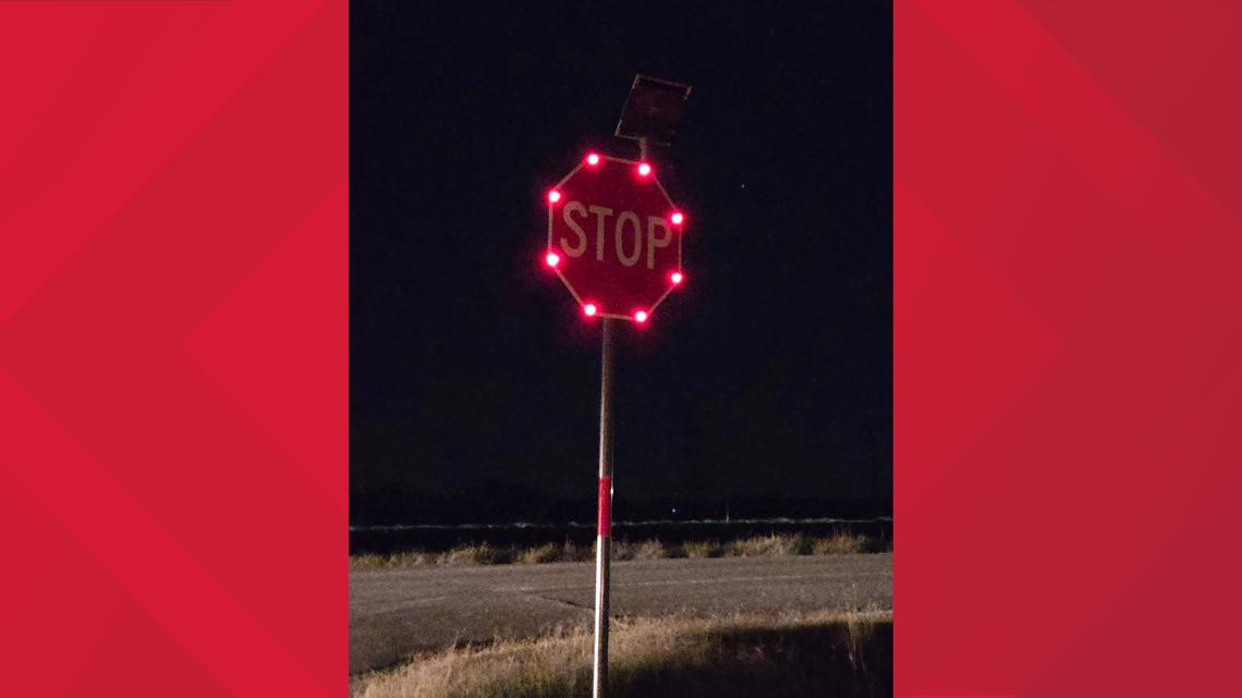 Flashing stop sign project complete at dangerous intersection ...