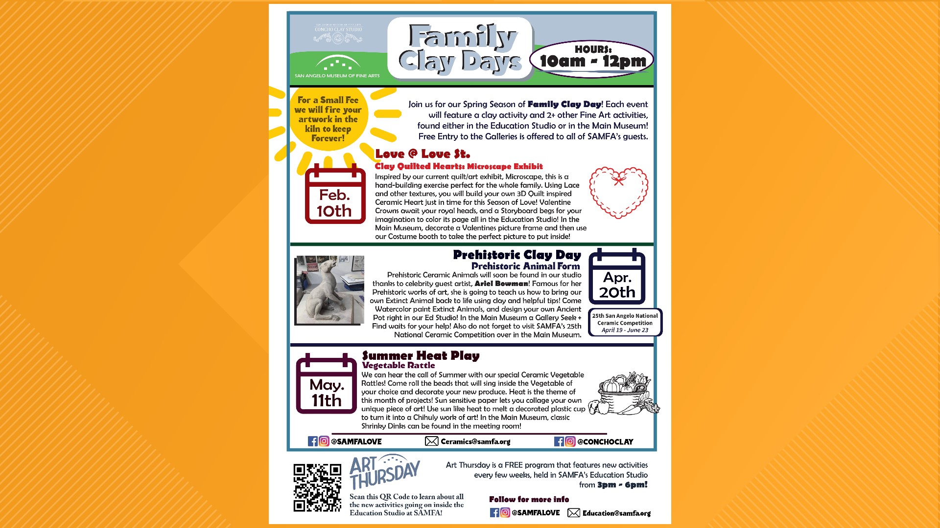 SAMFA hosts three Family Clay Days February-May | myfoxzone.com