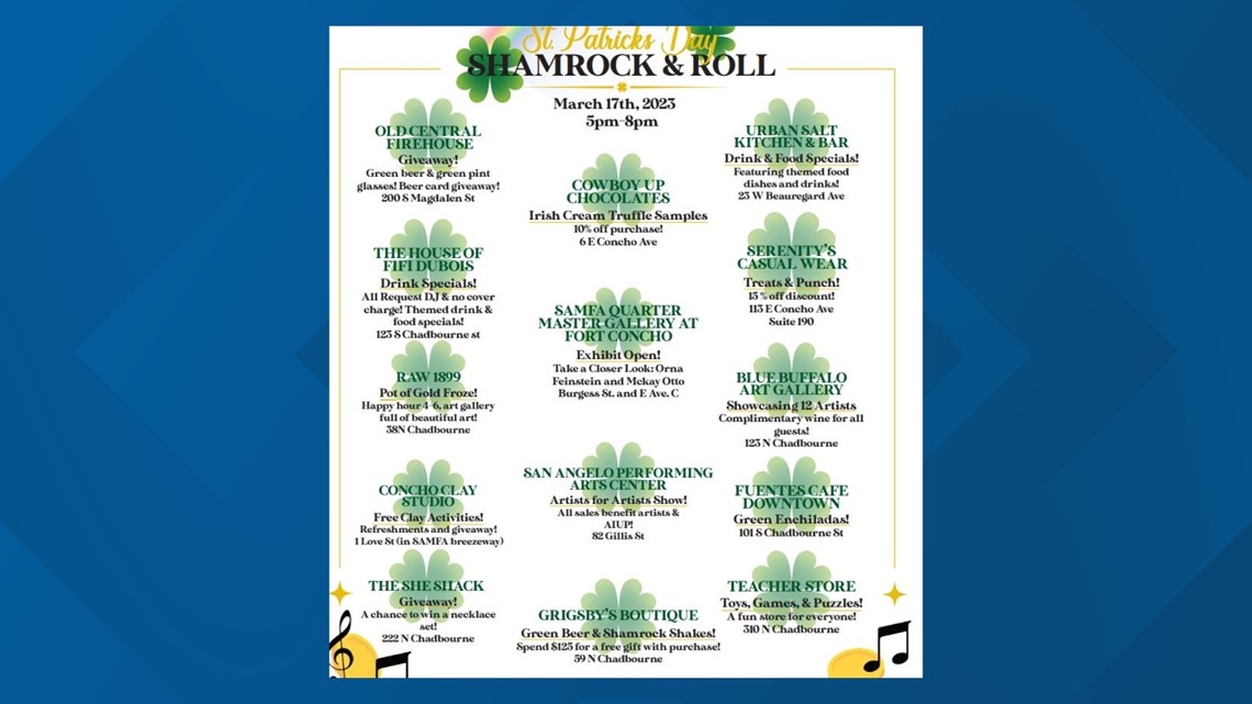 'Shamrock & Roll Stroll' set for St. Patrick's Day in San Angelo ...