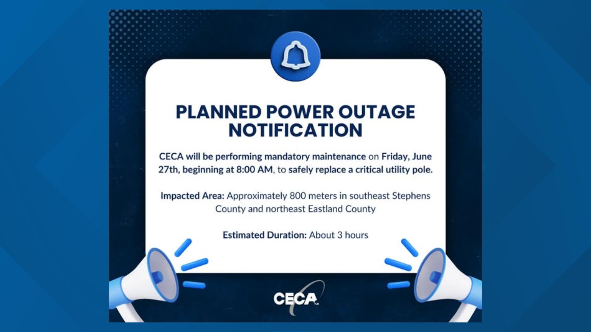Power outage planned for June 27 in two Texas counties | myfoxzone.com