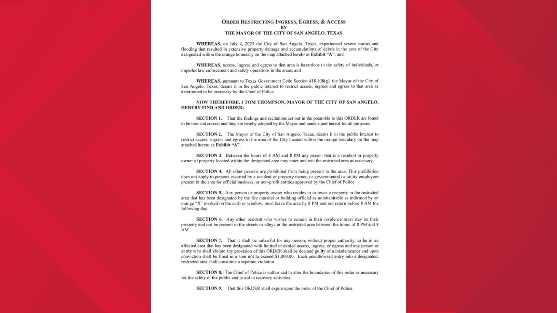 San Angelo Mayor Limits Flood Zone Access | myfoxzone.com