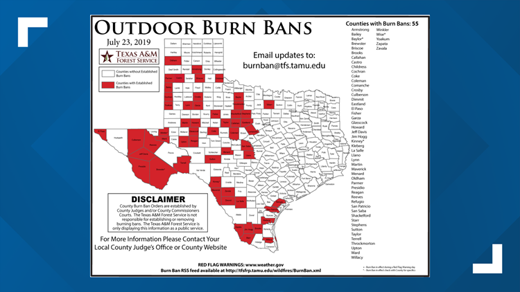 Texas A&M Forest Service reinstates burn ban for 55 counties in west ...