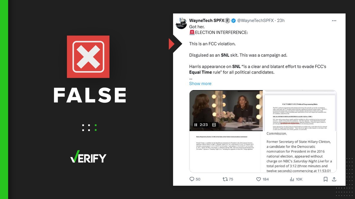 NBC didn’t violate FCC’s ‘equal time’ rule with Harris SNL skit | myfoxzone.com